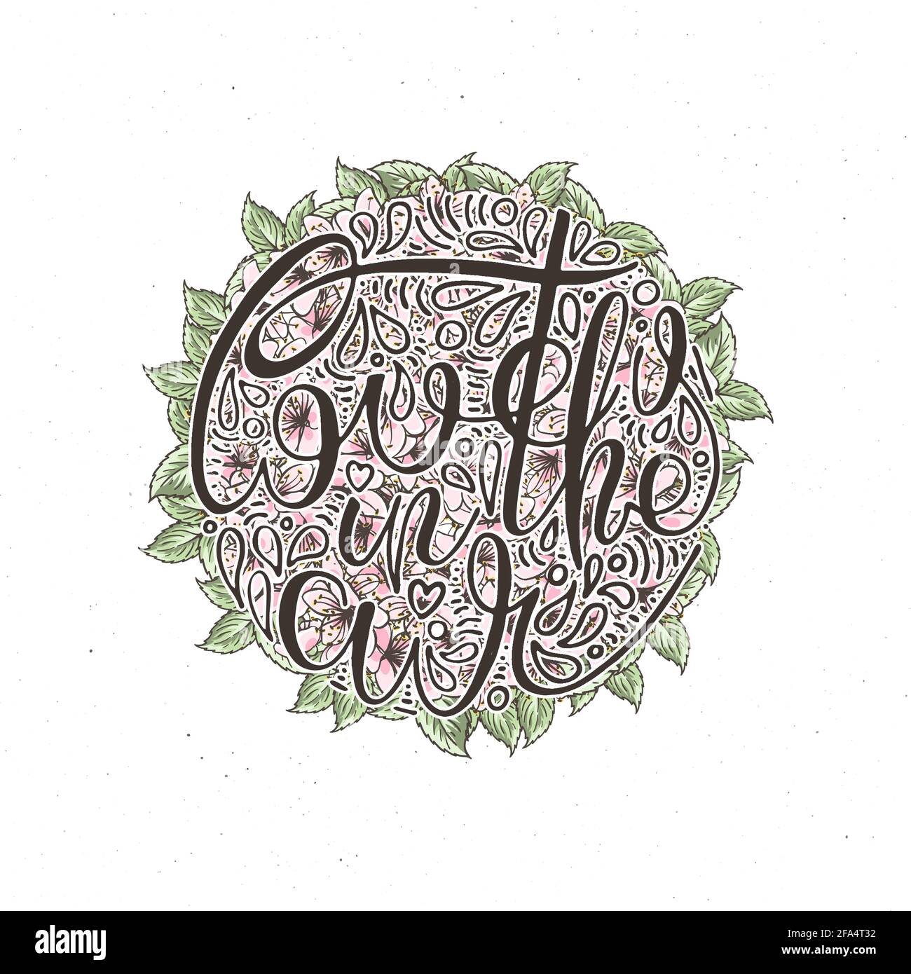 Love is in the Air. Hand lettering grunge card with flower background ...