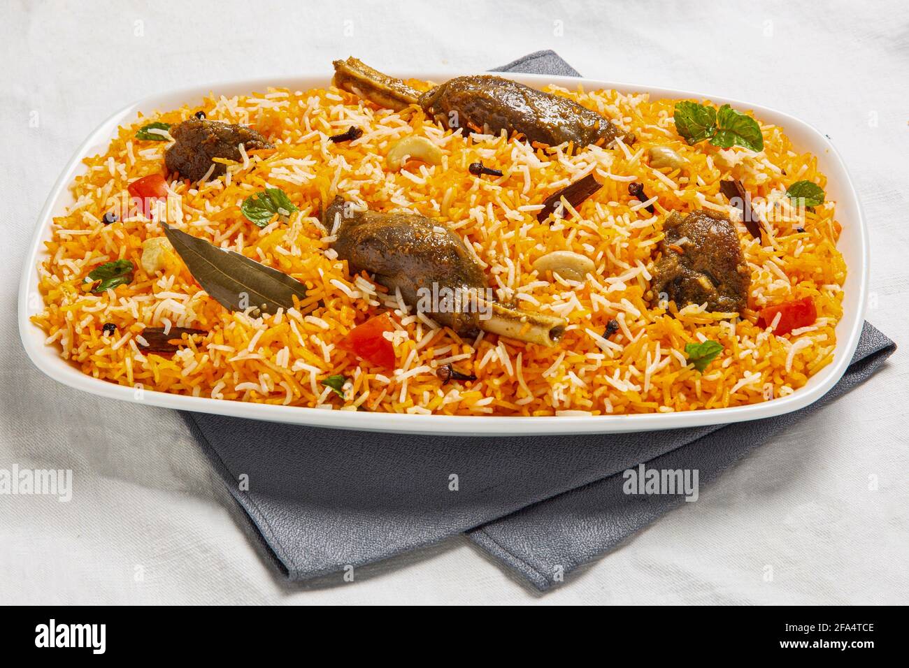 Indian or Pakistani food. mutton Biryani rice biriany with mint herb ...