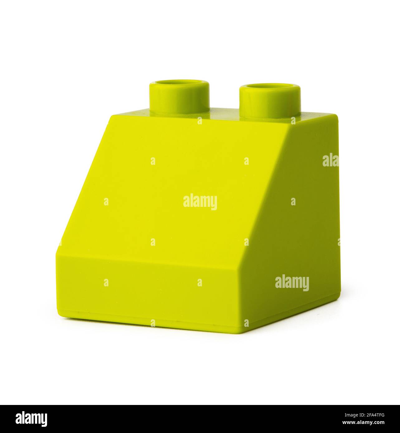 Green plastic building block isolated on white Stock Photo - Alamy