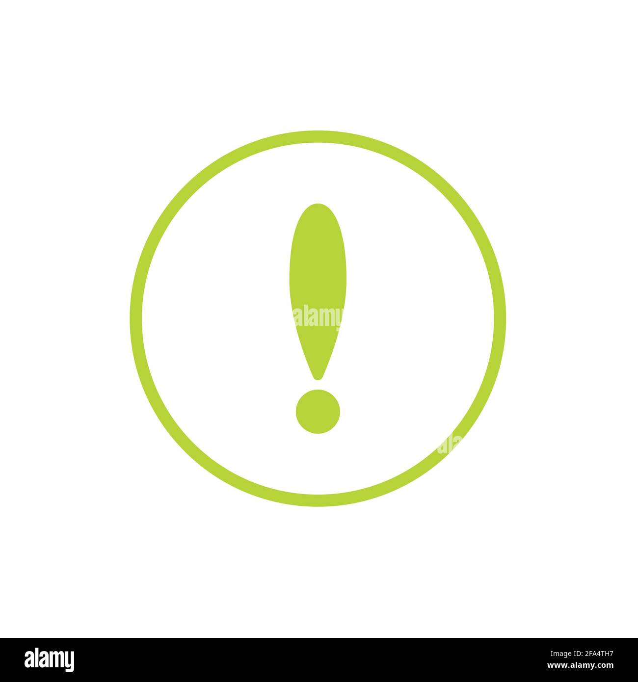 White exclamation mark in green circle. Warning icon. isolated on white ...