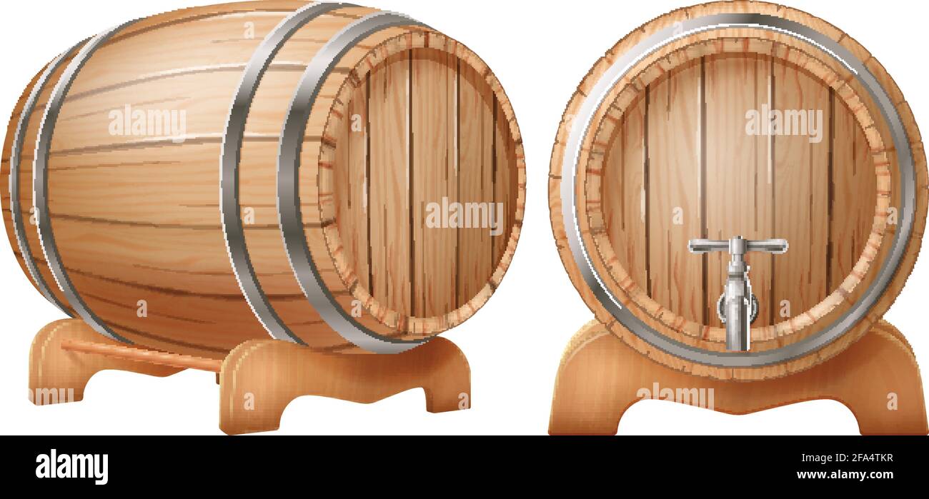 Cask in two views isolated on white background. Photo- realistic vector ...