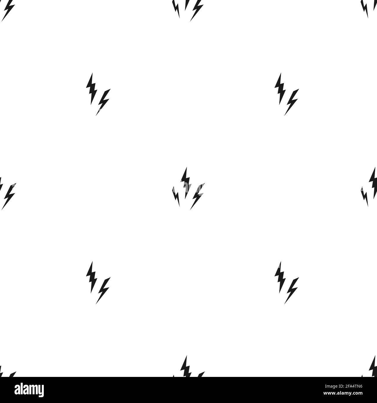 Black lightning bolt simple seamless pattern. storm or thunder and ...