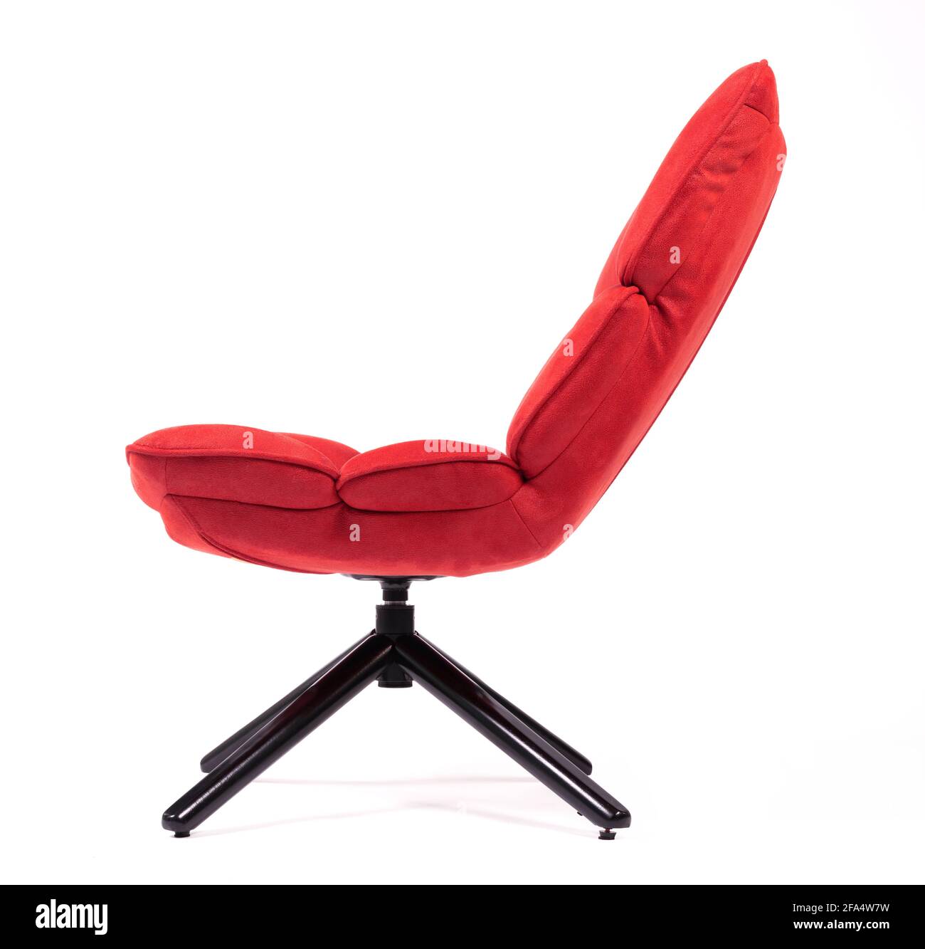 Modern red suede lounge chair isolated on white background Stock Photo ...