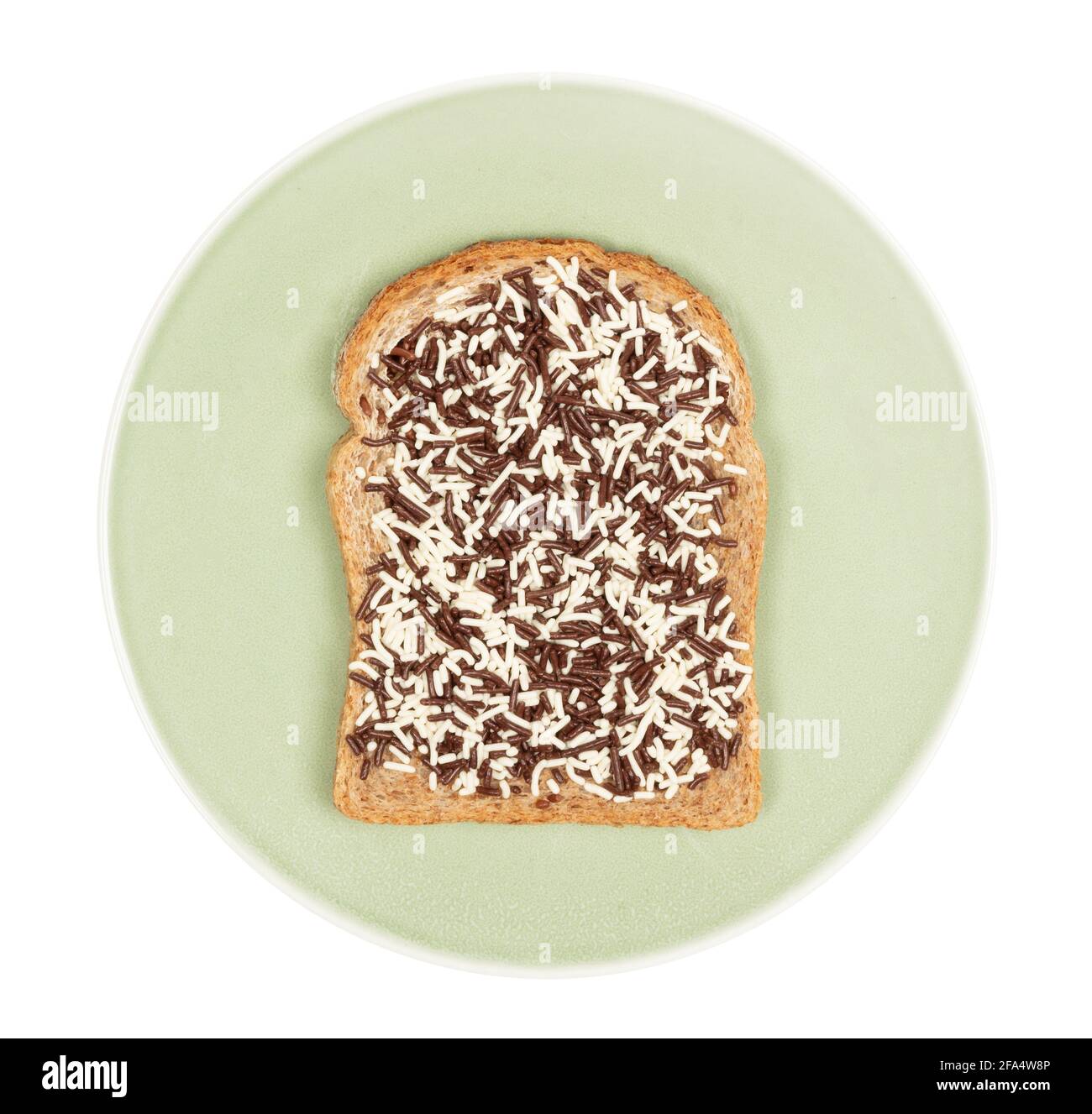 Typical dutch lunch; bread with chocolate sprinkles (hagelslag ...