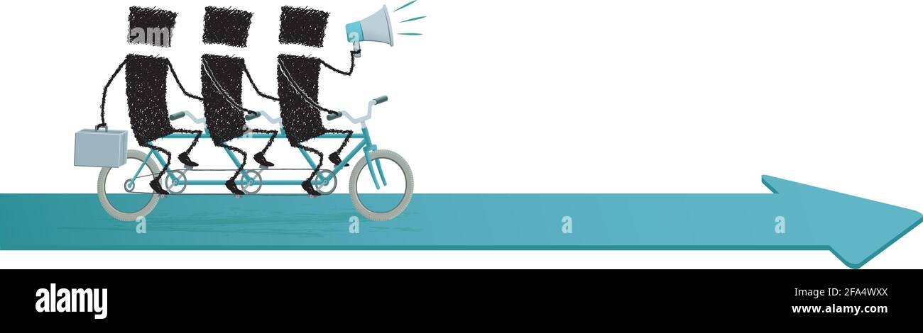 Three executives mounted on a tandem. Concept illustration teamwork Stock Vector Image & Art - Alamy