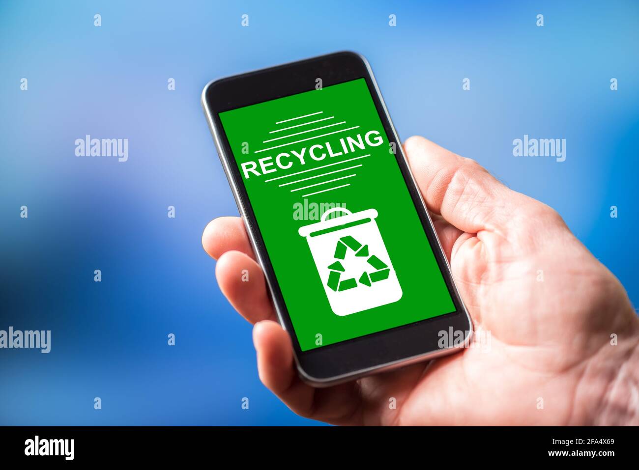 Smartphone screen displaying a recycling concept Stock Photo - Alamy