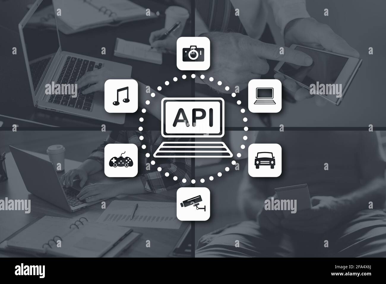 Api concept illustrated by pictures on background Stock Photo - Alamy