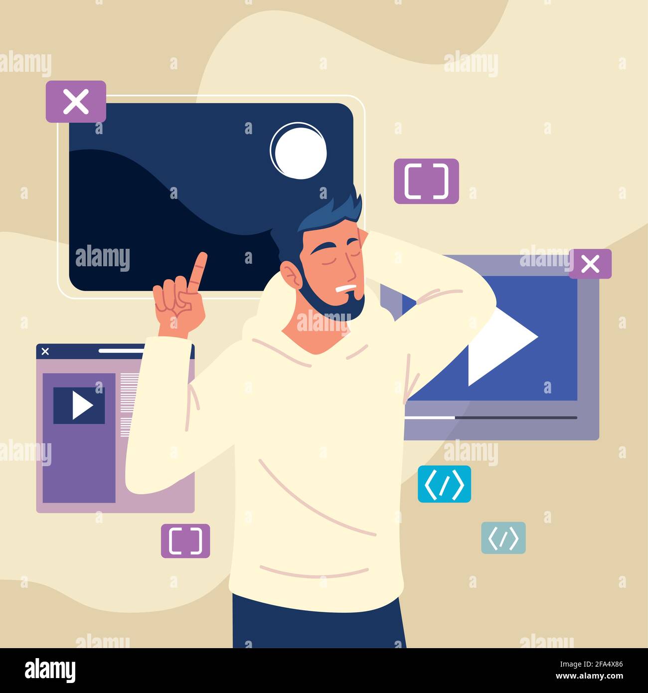 man with codes and websites Stock Vector Image & Art - Alamy