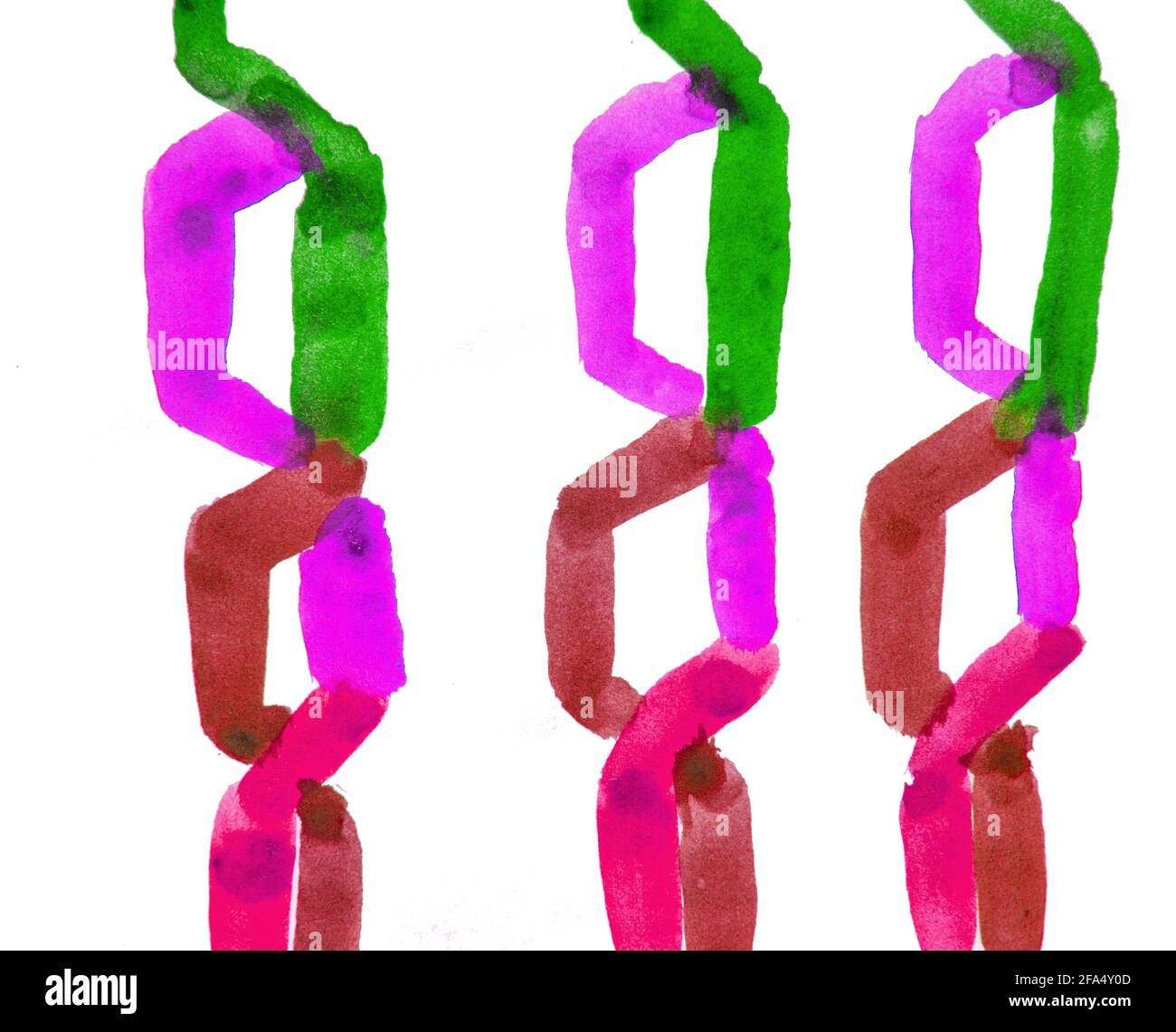 Simple pattern vertical multi-colored chains, children's watercolor ...