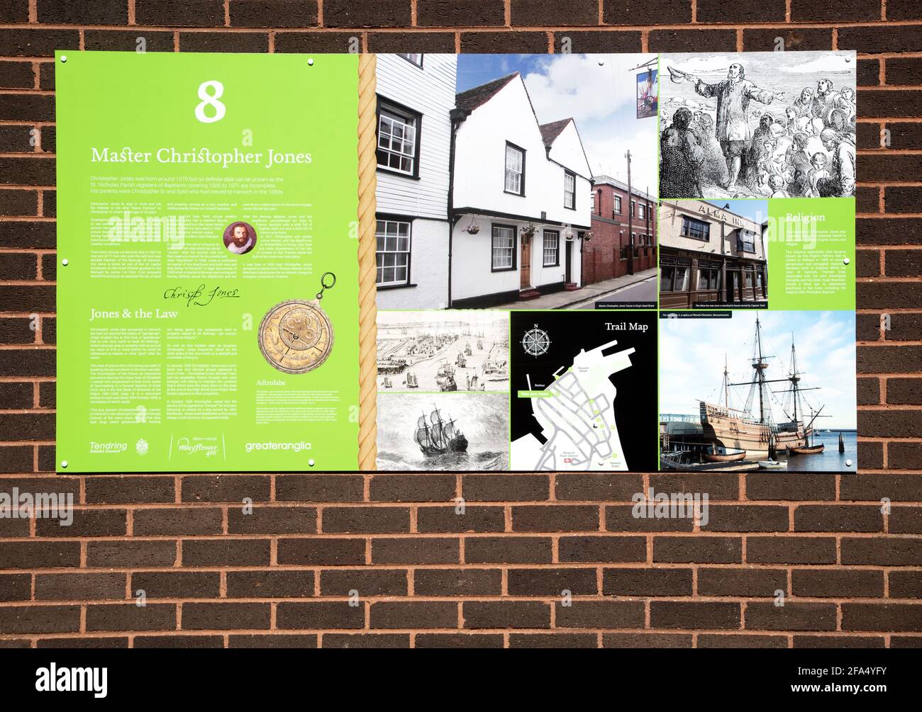 Information board about Master Christopher Jones on the Mayflower trail ...