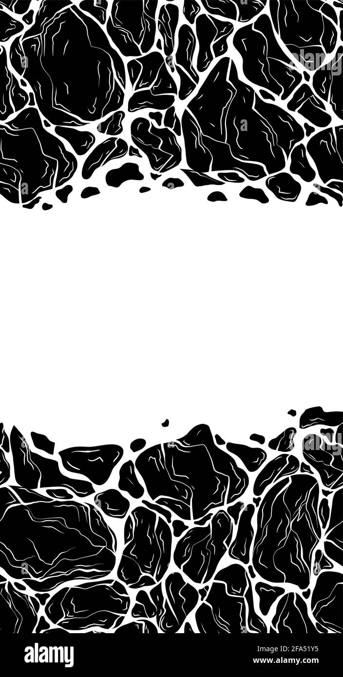 Vertical card of black silhouette of stones with copy space. Natural ...