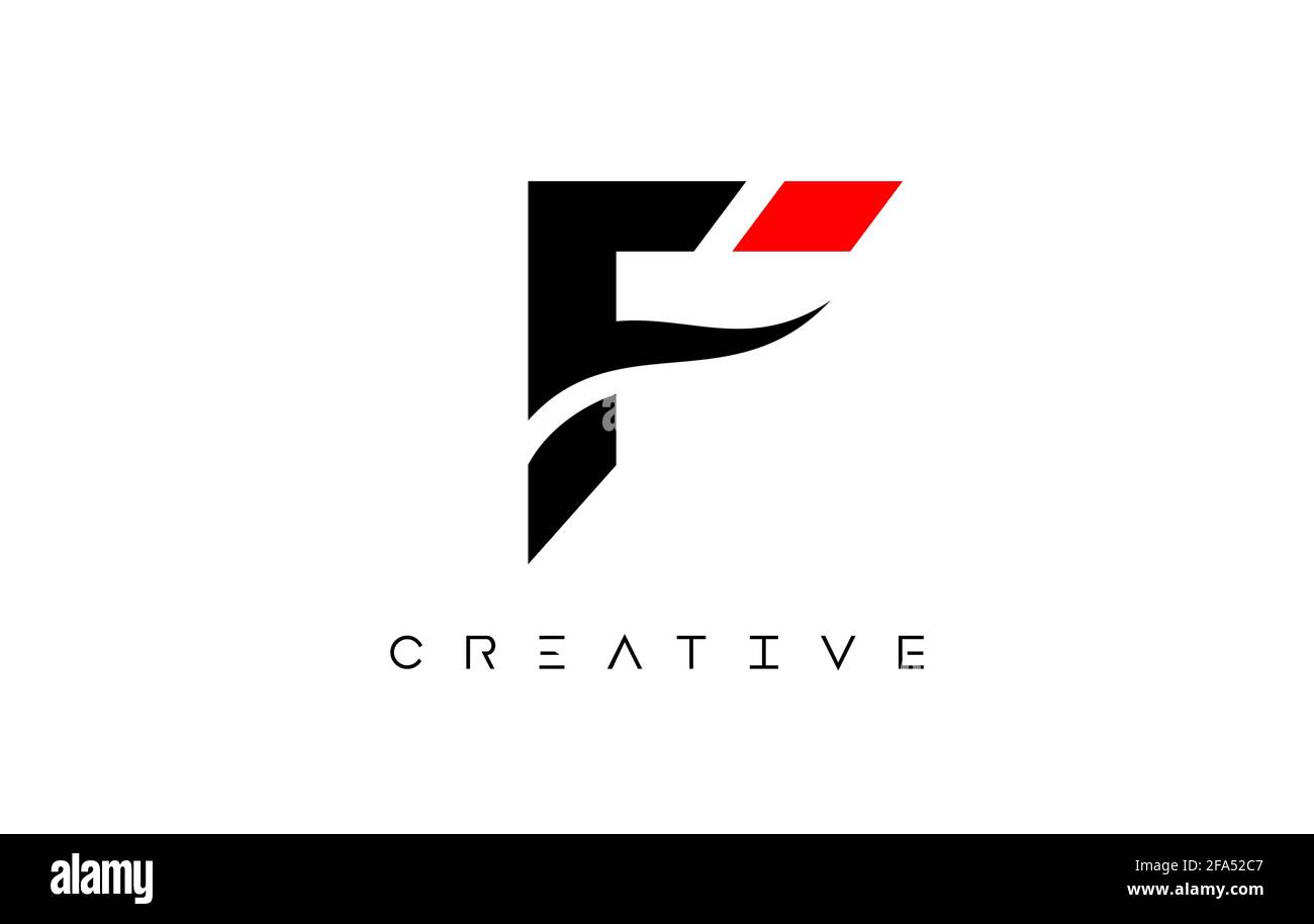 F Modern Letter Logo Design with Creative Look in Black and Red Colors ...