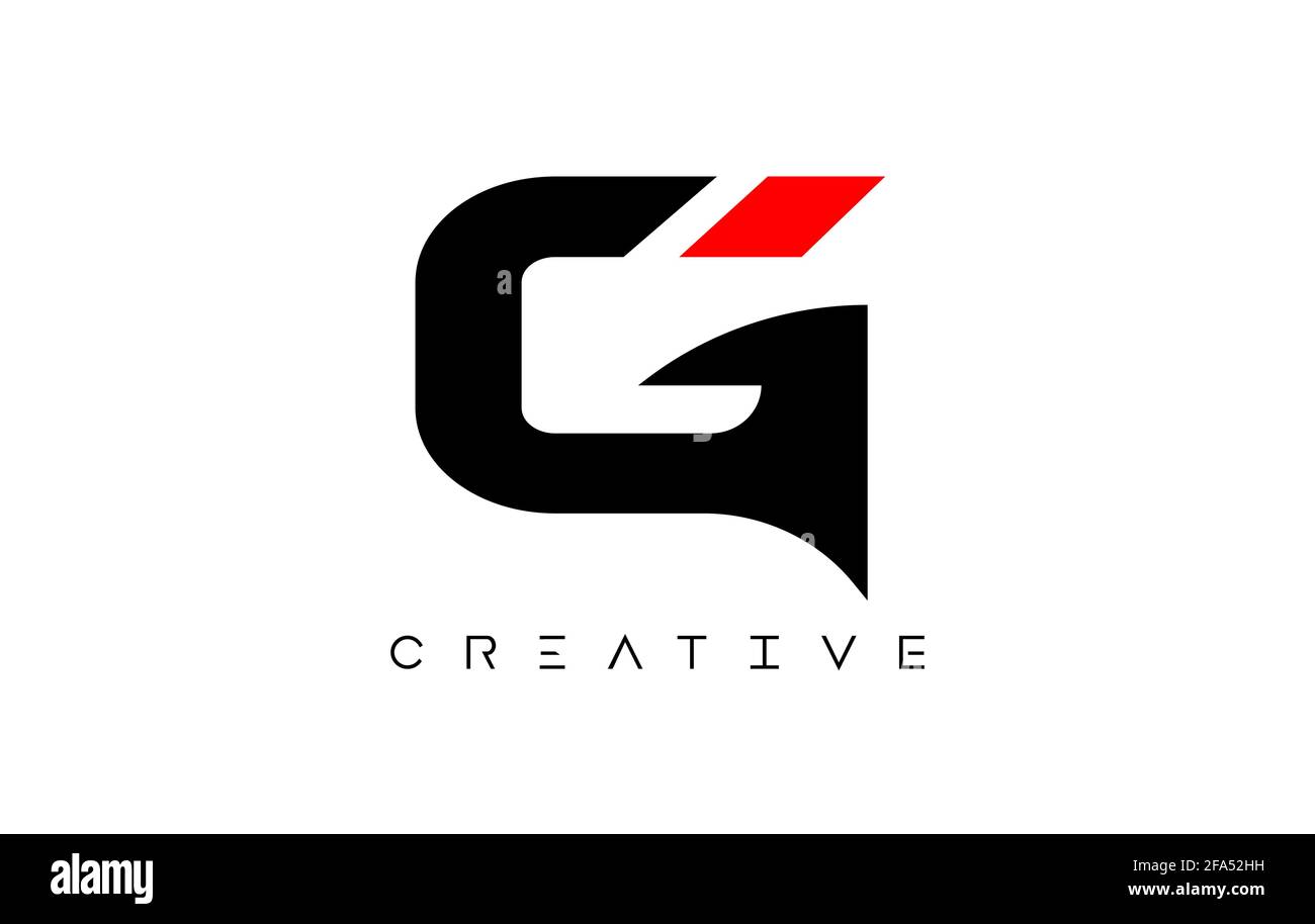 G Modern Letter Logo Design with Creative Look in Black and Red Colors ...