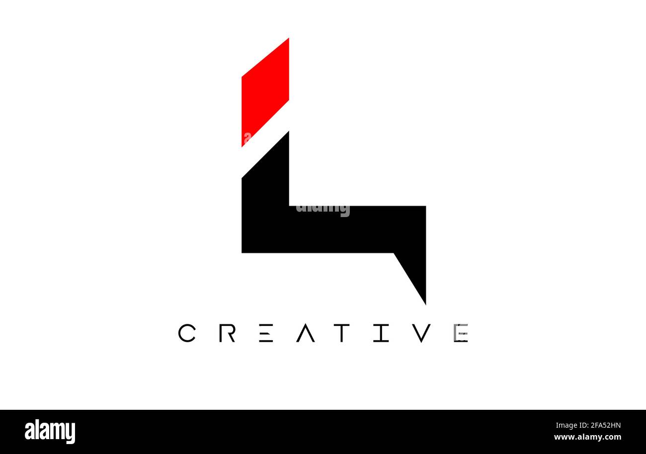 L Modern Letter Logo Design with Creative Look in Black and Red Colors ...
