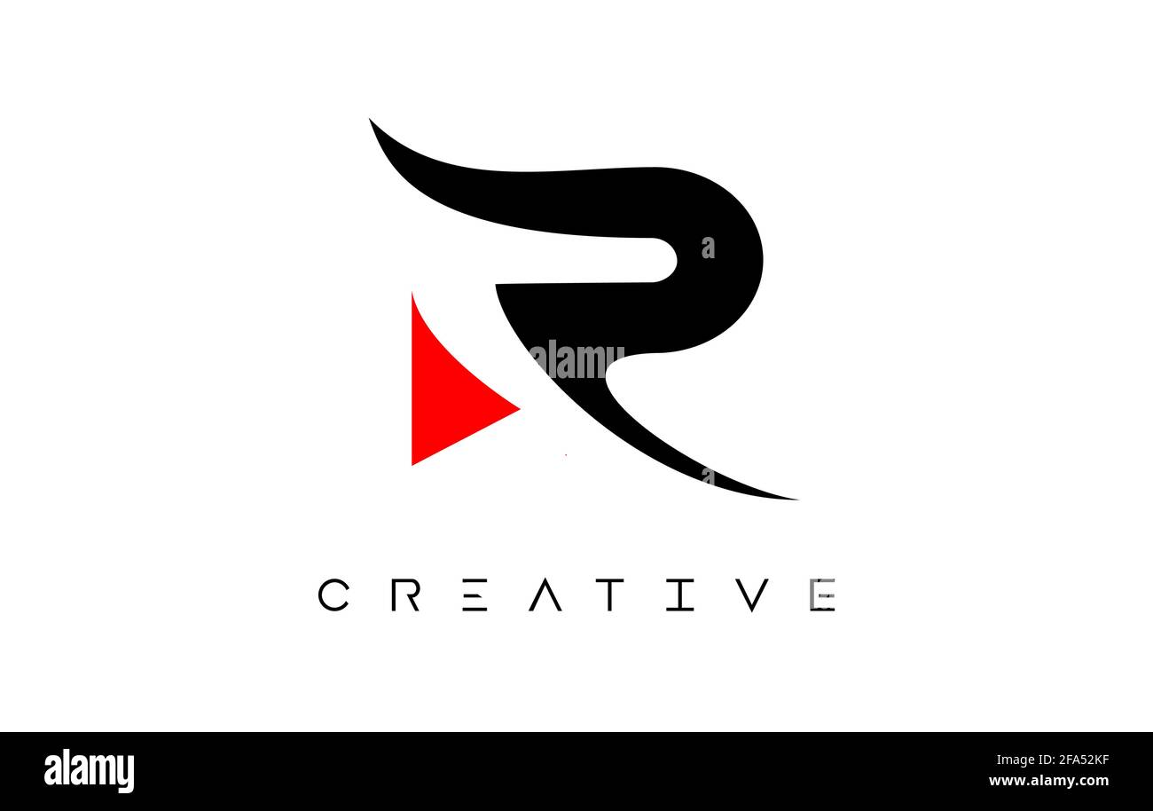 R Modern Letter Logo Design with Creative Look in Black and Red Colors ...