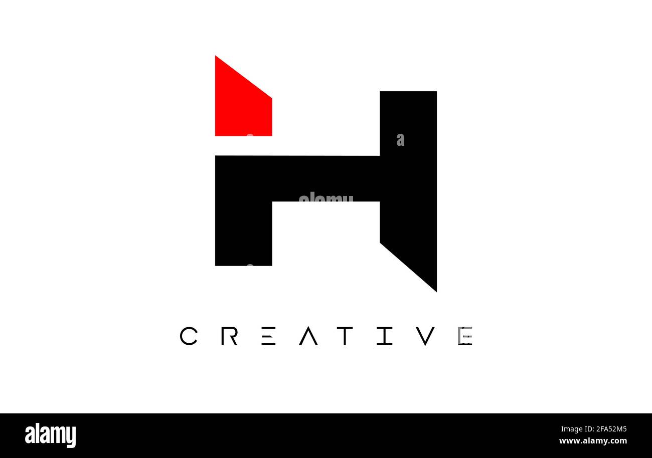 H Modern Letter Logo Design with Creative Look in Black and Red Colors ...