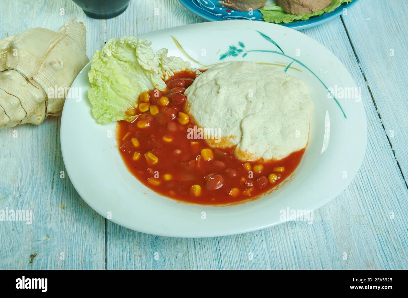 Ekuru meal native to the Yoruba people in Nigeria, prepared with peeled ...