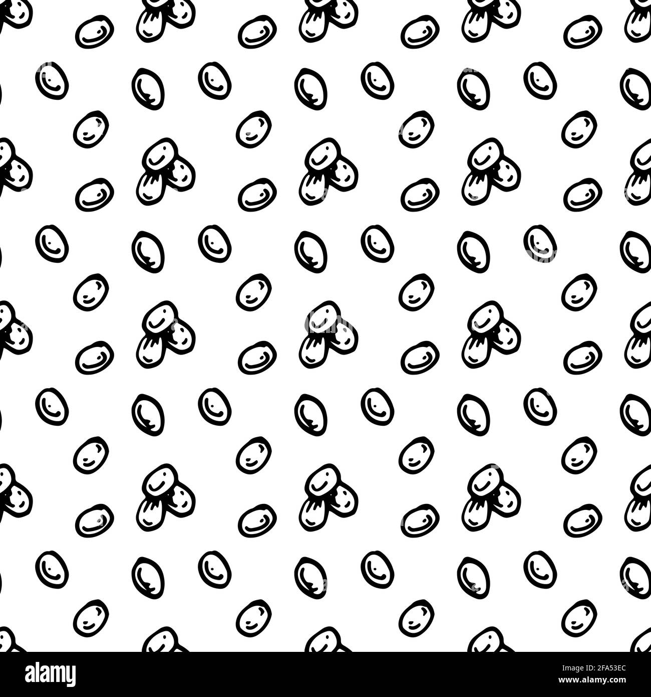 Hand drawn cereal seamless pattern. Vector illustration in sketch style ...