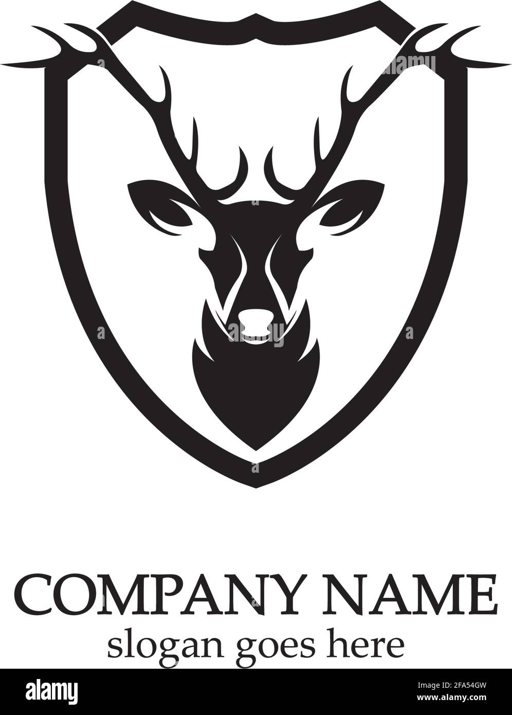 Deer hunter with shield logo design, Wild animal vector, Head deer ...