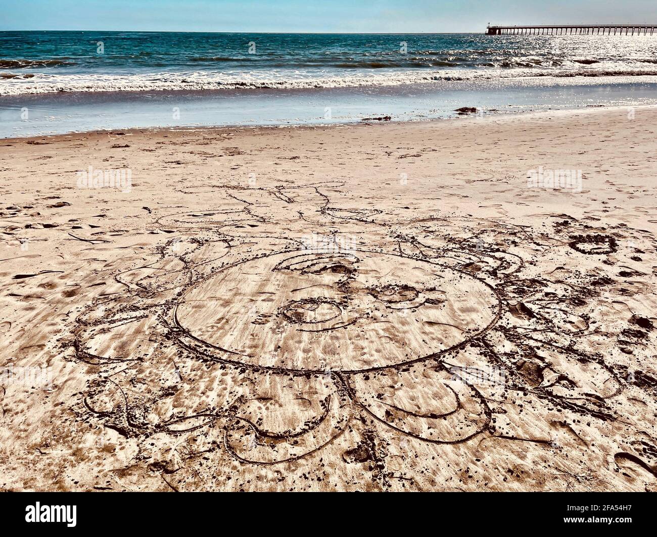 April 22, 2021, Santa Barbara, CA, Santa Barbara: Sand Art on Haskellâ ...