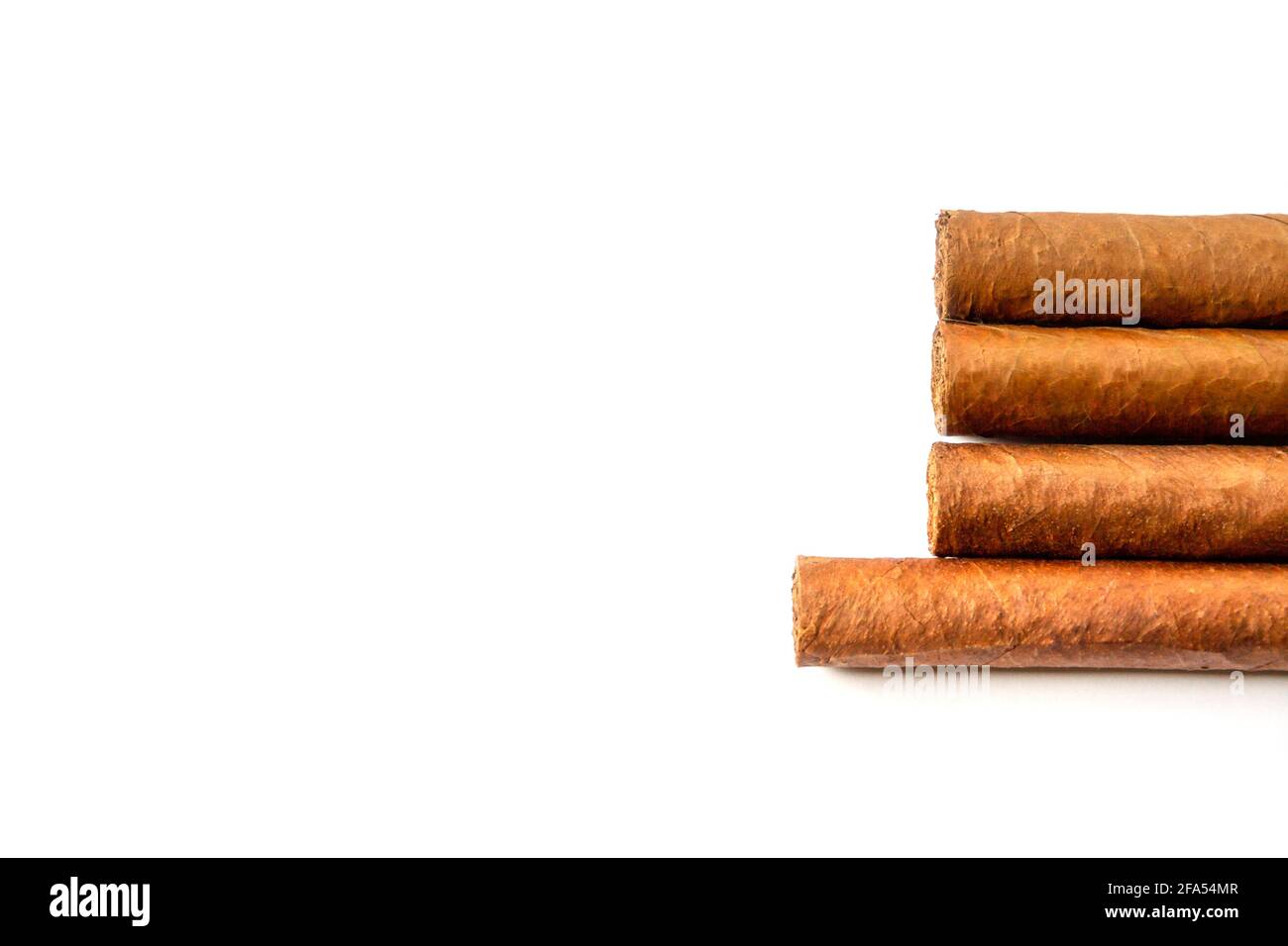 Group of brown cuban cigars isolated on white background Stock Photo ...