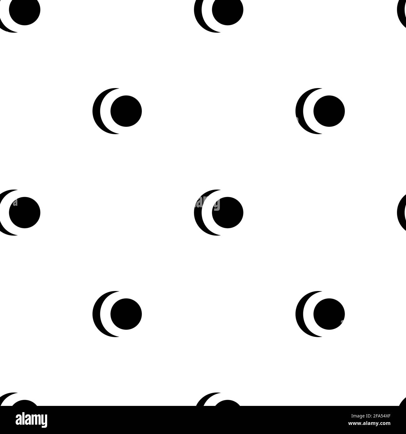 Monochrome seamless pattern with black moons on white background Stock ...