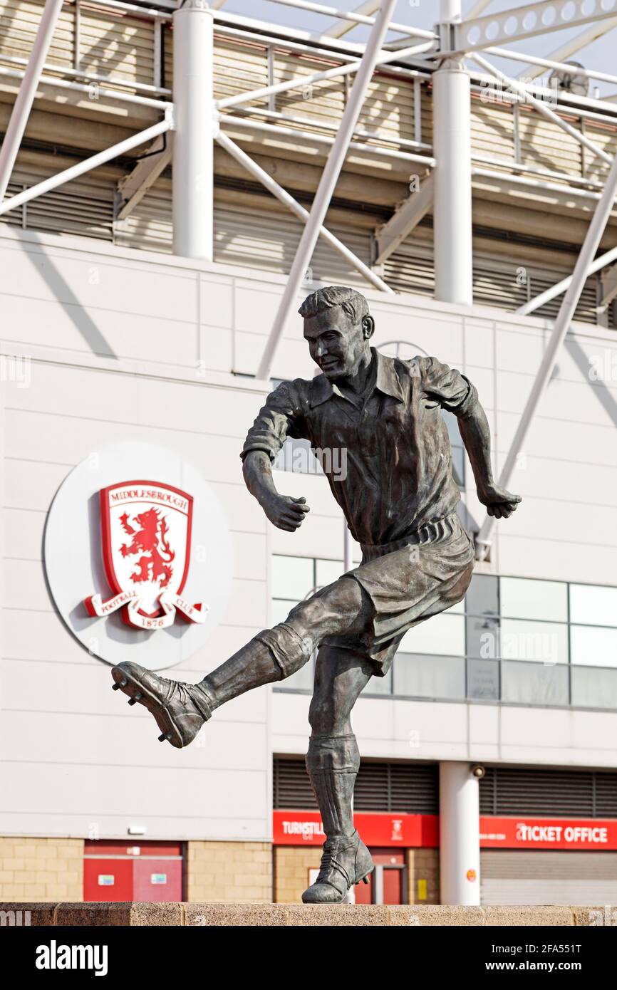 Statue of Wilf Mannion at the Riverside Stadium in Middlesbrough ...
