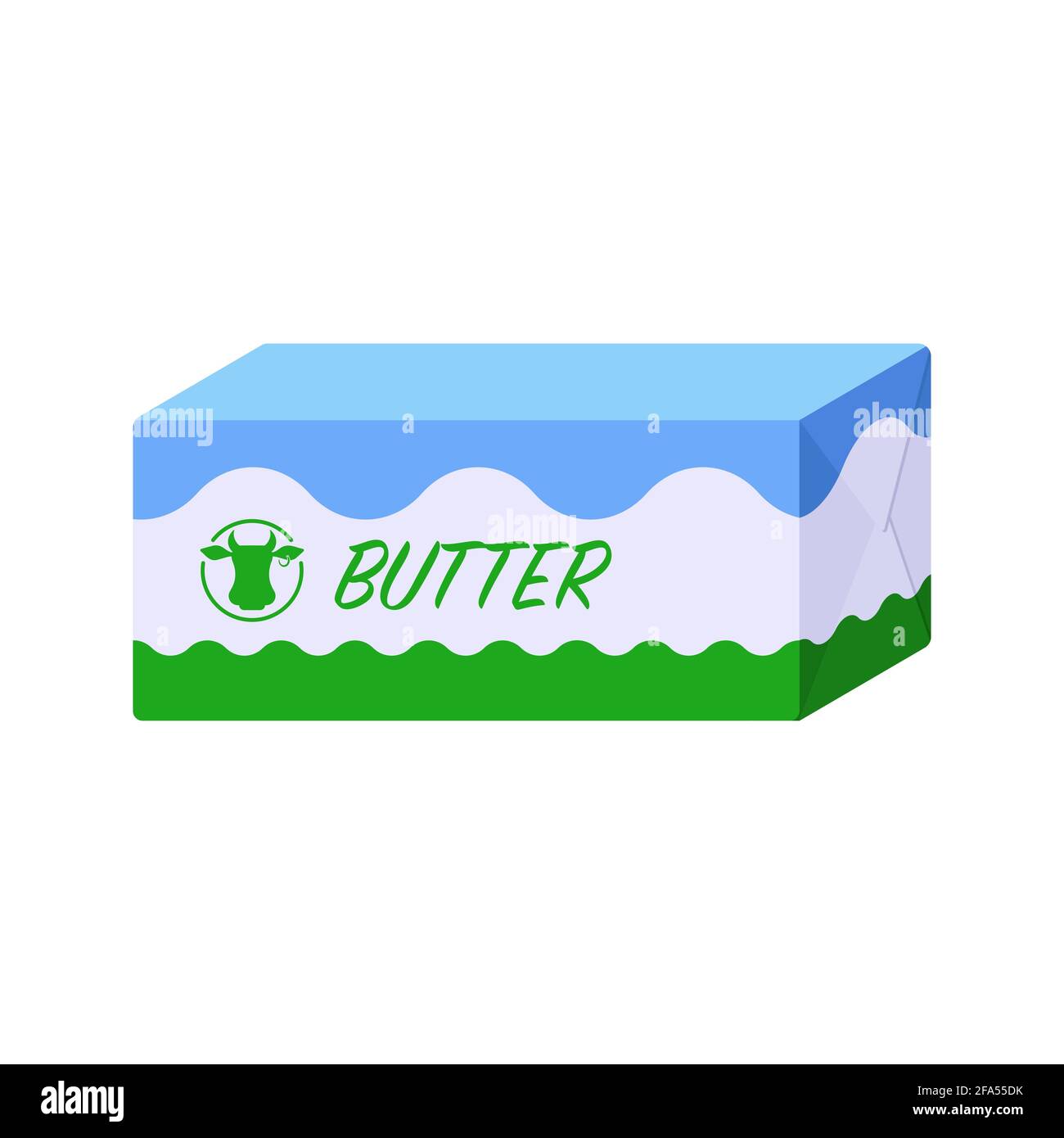 Colorful vector butter pack icon. Flat style template block of butter ...