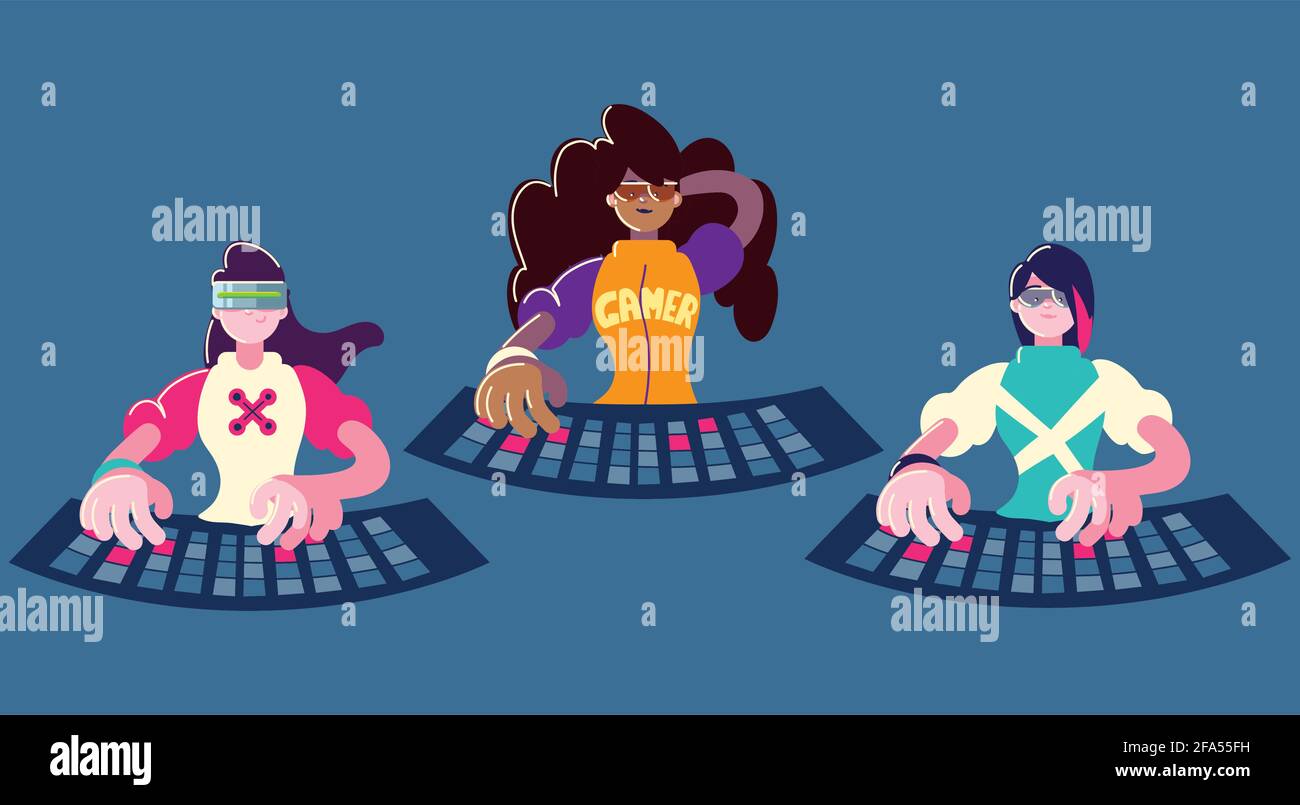 female gamers cartoon Stock Vector Image & Art - Alamy