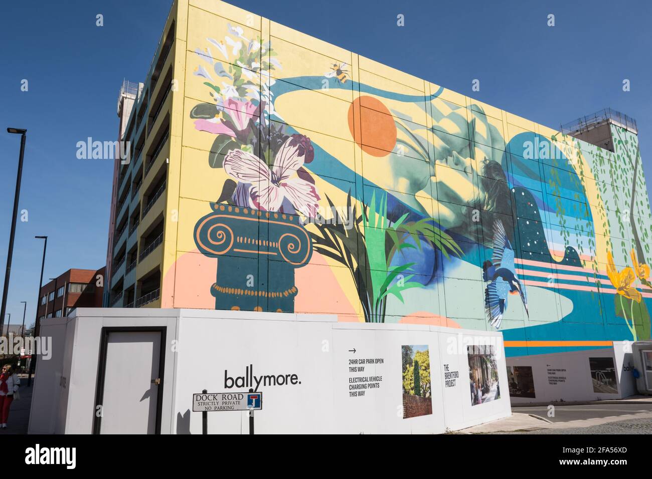 Ballymore's nine-story car park and giant mural by Hixxy, on Dock Road ...