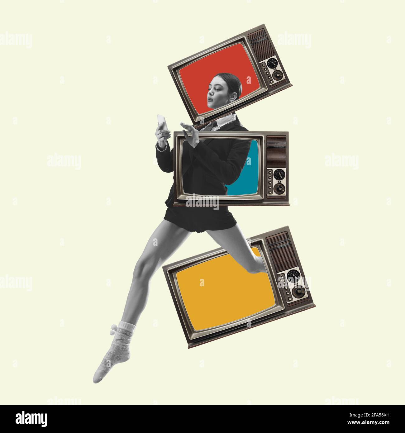 Creative collage running hi-res stock photography and images - Alamy
