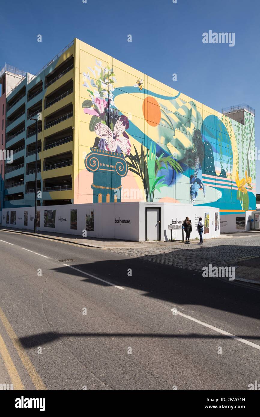 Ballymore's nine-story car park and giant mural by Hixxy, on Dock Road ...