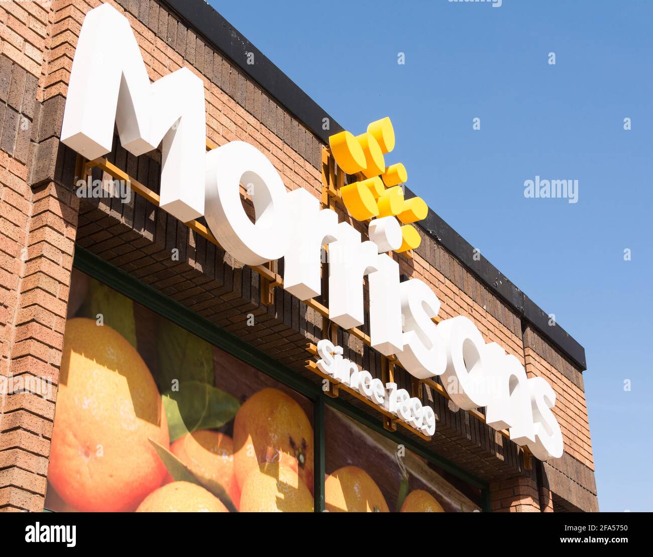 Signage outside Morrisons supermarket, High St, Brentford, London ...