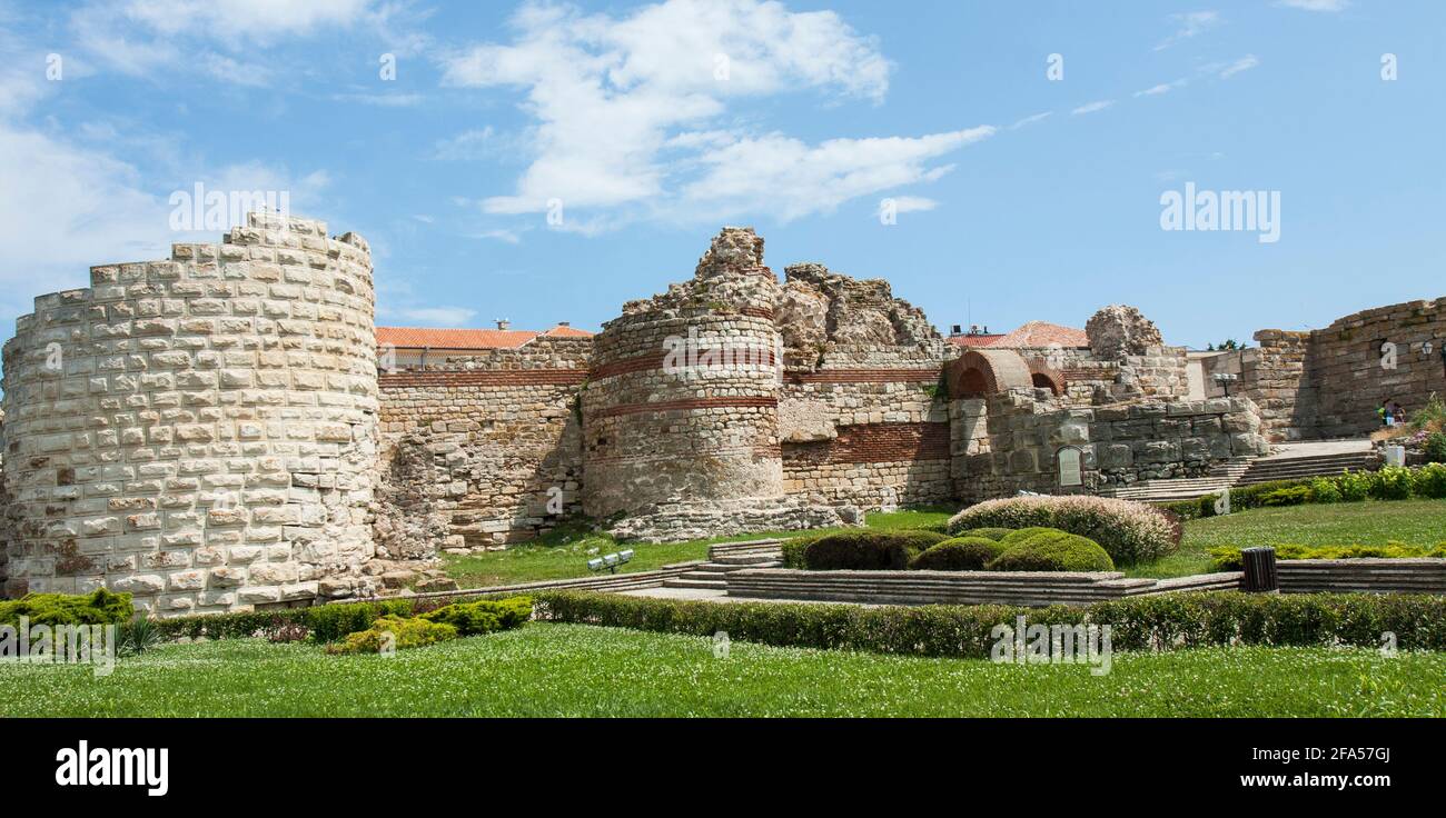 Ruins of old historical centre of the town Nesebar, Nesabar, Bulgaria ...