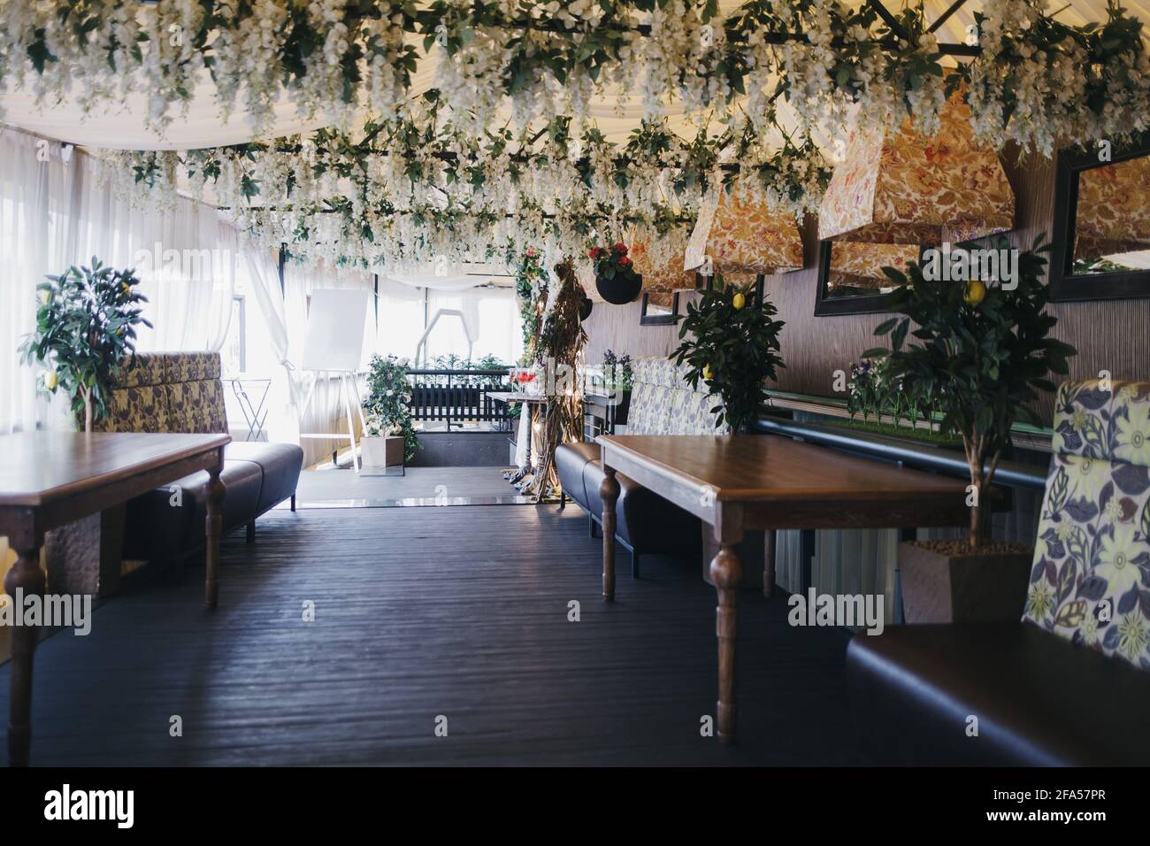 interior of a european cafe in a traditional style. large consolidated ...