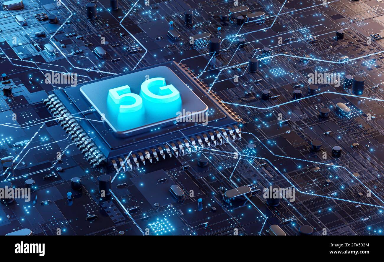 5G technology chip processor background circuit board communication ...