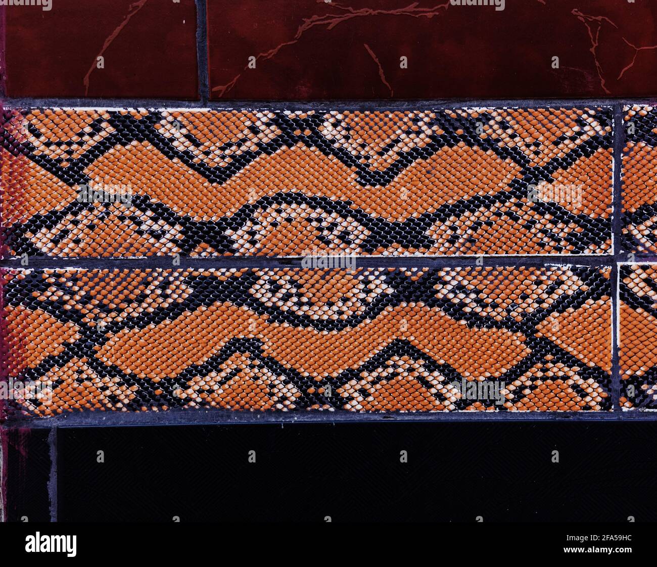 Texture of ceramic tiles. Portugal ceramic tiles laid out on the wall ...