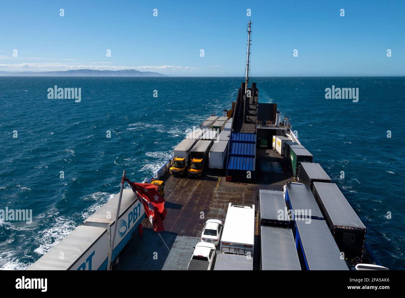 Trucks on the Bluebridge Cook Strait ferry crossing Cook Strait, South ... Trucks on the Bluebridge Cook Strait ferry crossing Cook Strait, South ...