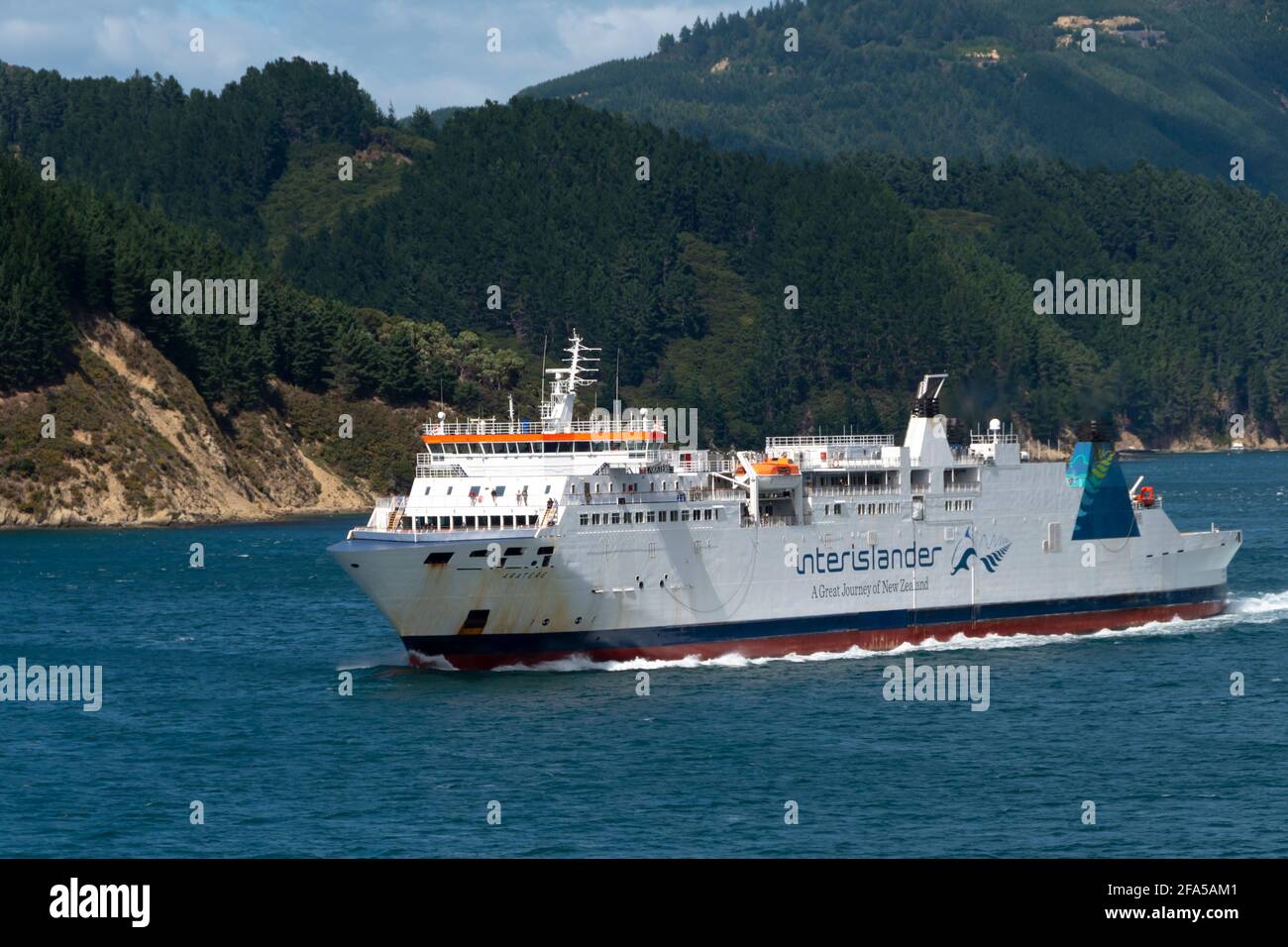 Interislander, Cook Strait ferry in the Marlborough Sounds, South ...