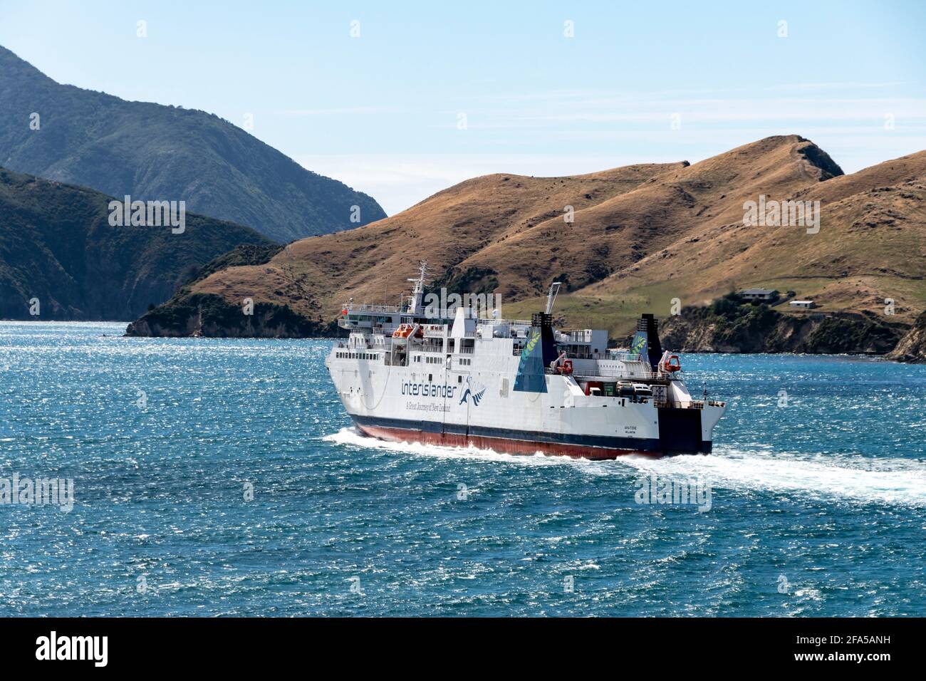 Interislander, Cook Strait ferry in the Marlborough Sounds, South ...