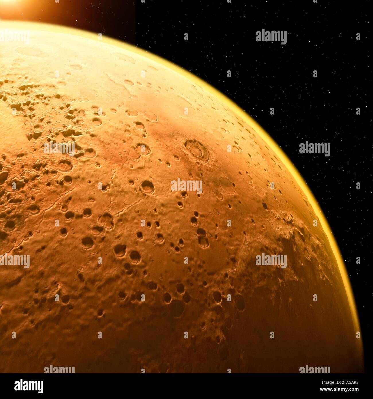 Satellite view of Mars, details and particulars of the Martian surface ...