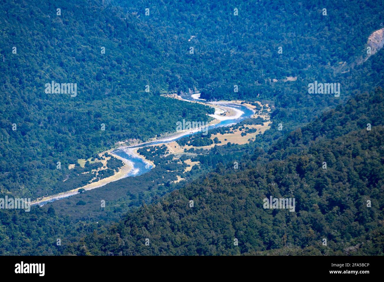 View from Mount Holdsworth down the Waiohine Valley to Totara Flats ...