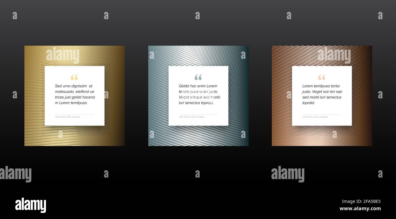 Three Metallic Social media design quote layout template. Square ...