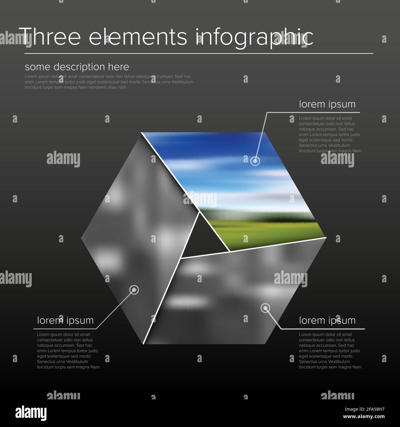 Vector dark simple infographic template with photo placeholders ...