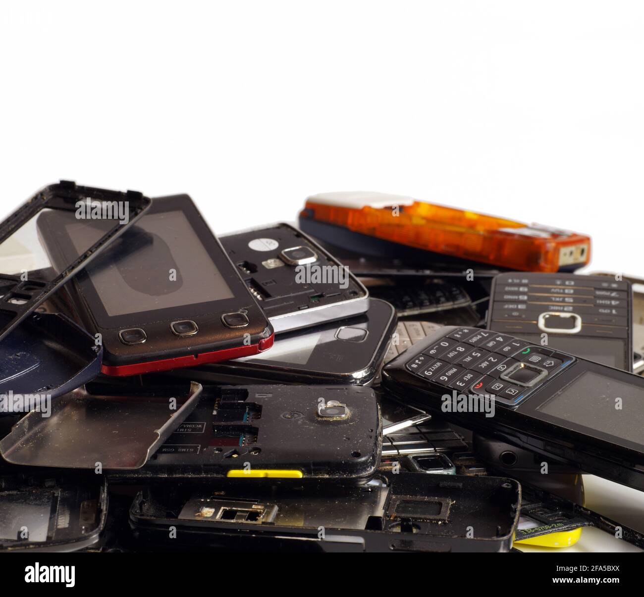Electronic scrap. Different phones and smartphones not suitable for ...