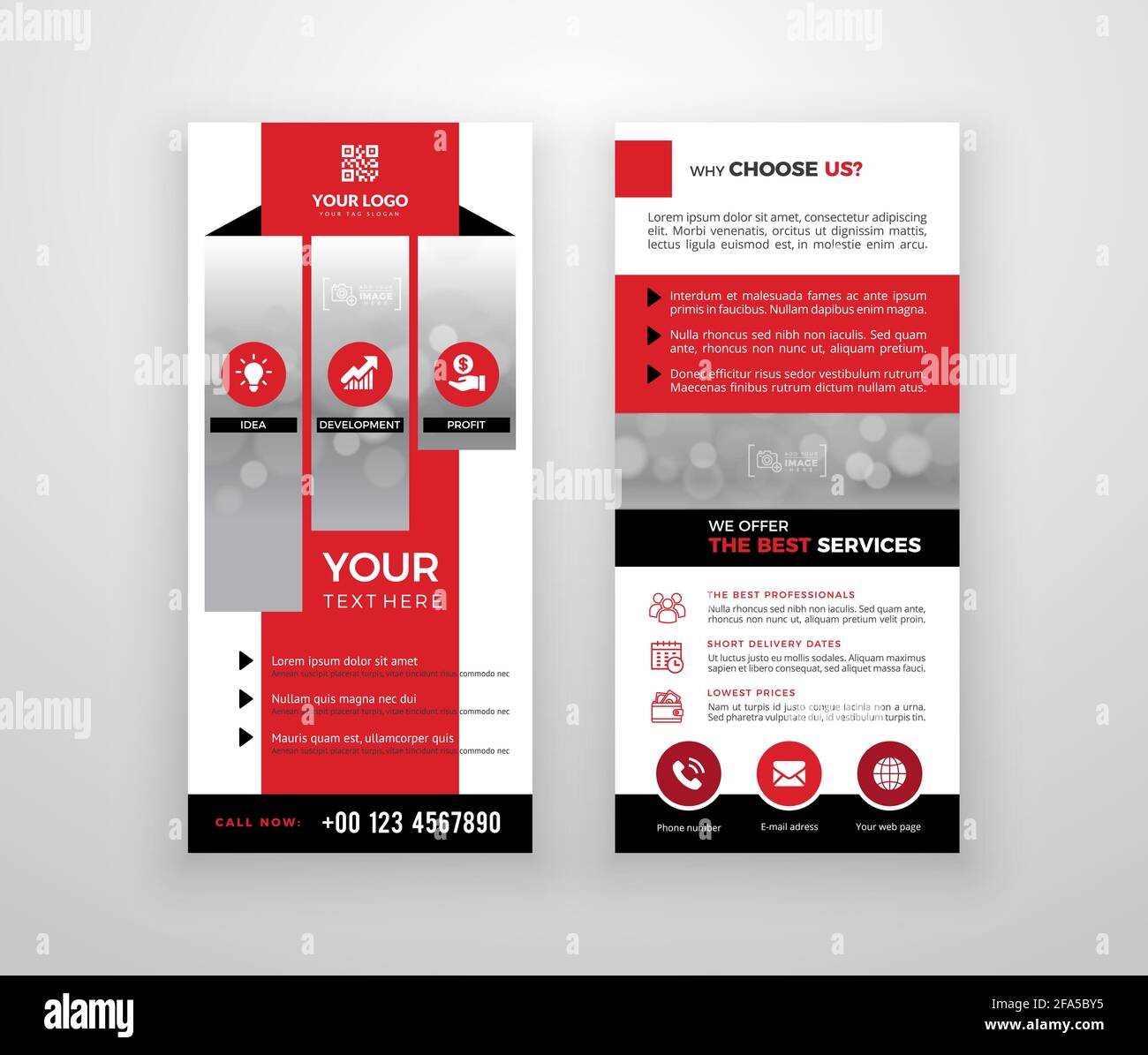 Double-sided DL flyer design. Brochure or flyer template. Layout with ...