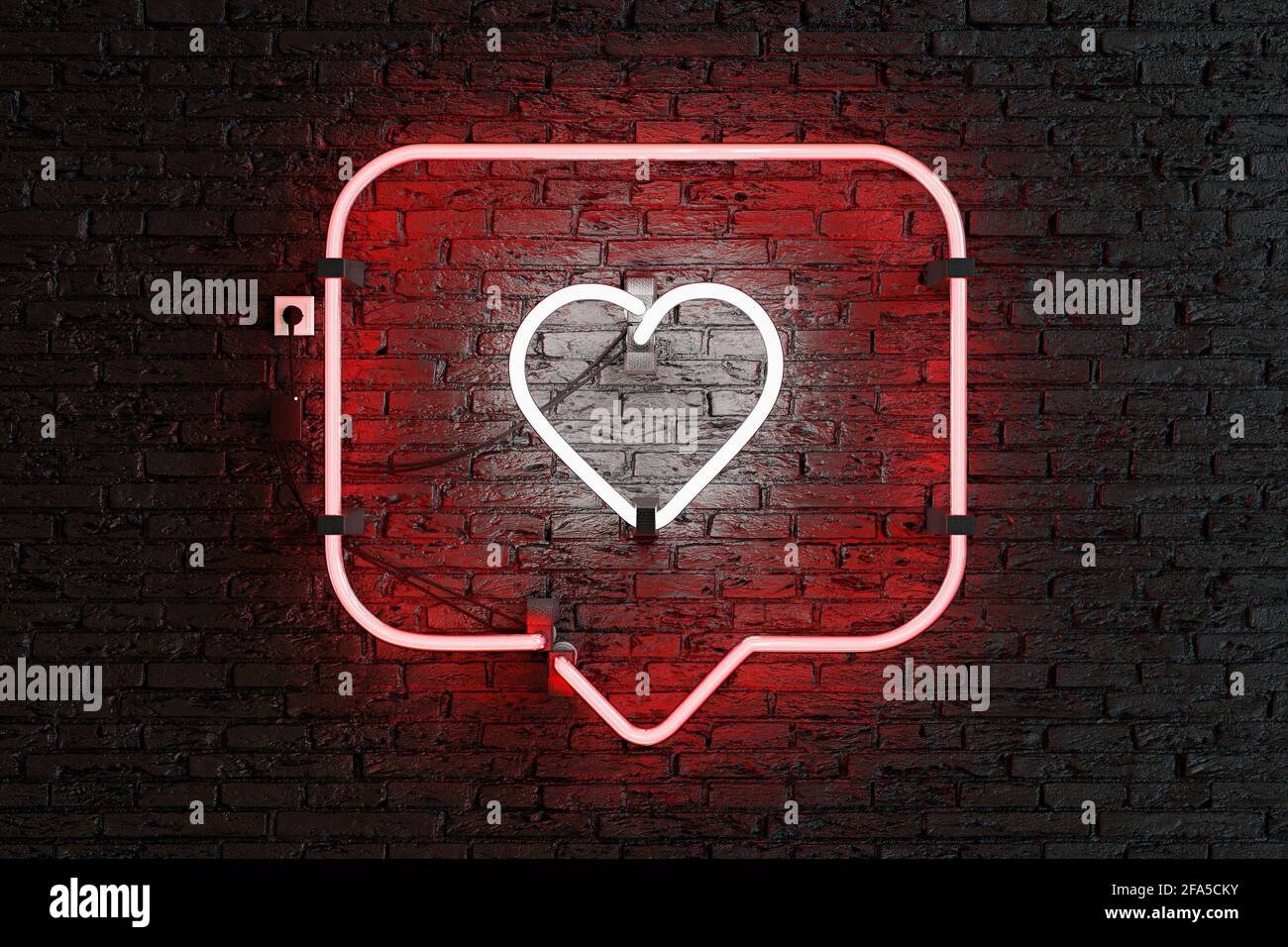 neon notification frame with heart inside on brick wall Stock Photo - Alamy