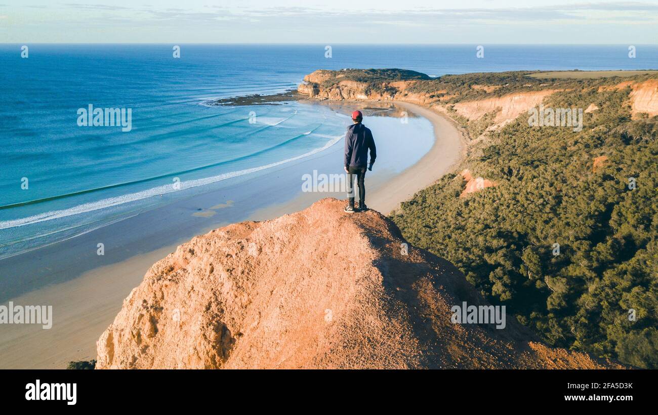 Aerial View of Great Ocean Road at Sunset, Victoria, Australia Stock ...