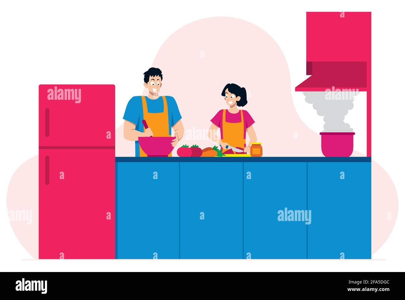 Couple Cooking Together Stock Vector Image & Art - Alamy