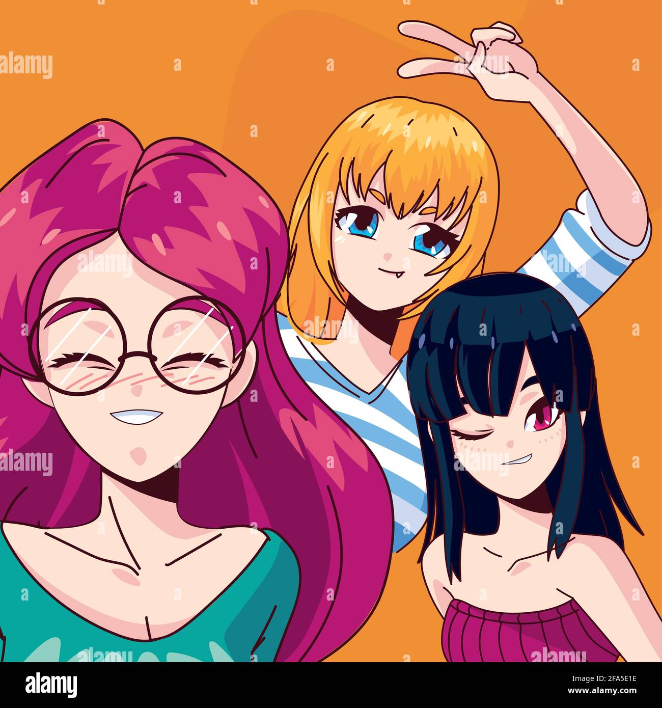 happy girls cartoons Stock Vector Image & Art - Alamy